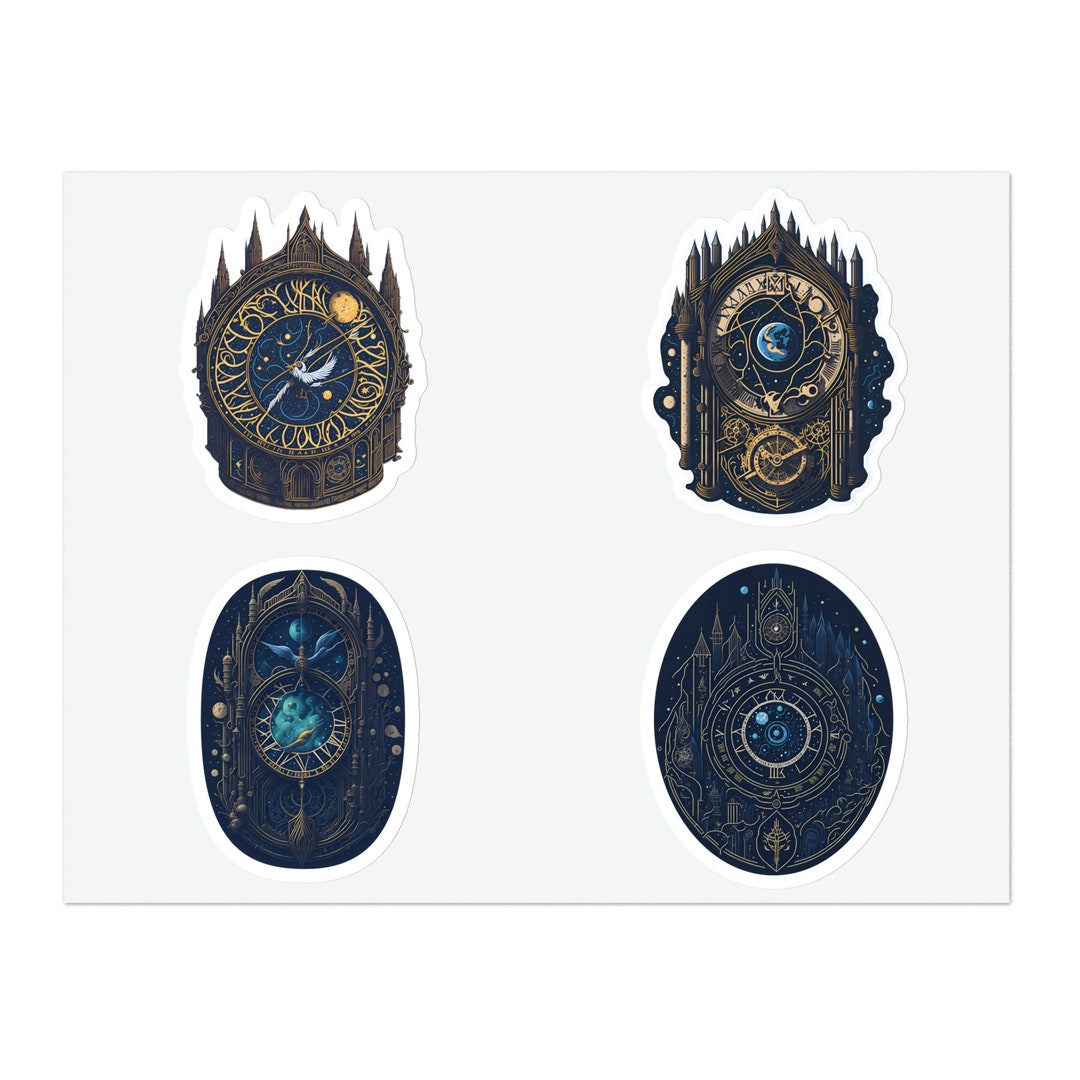 Astronomical Clock Stickers Set of Four Space Timekeepers in a Majestic ...