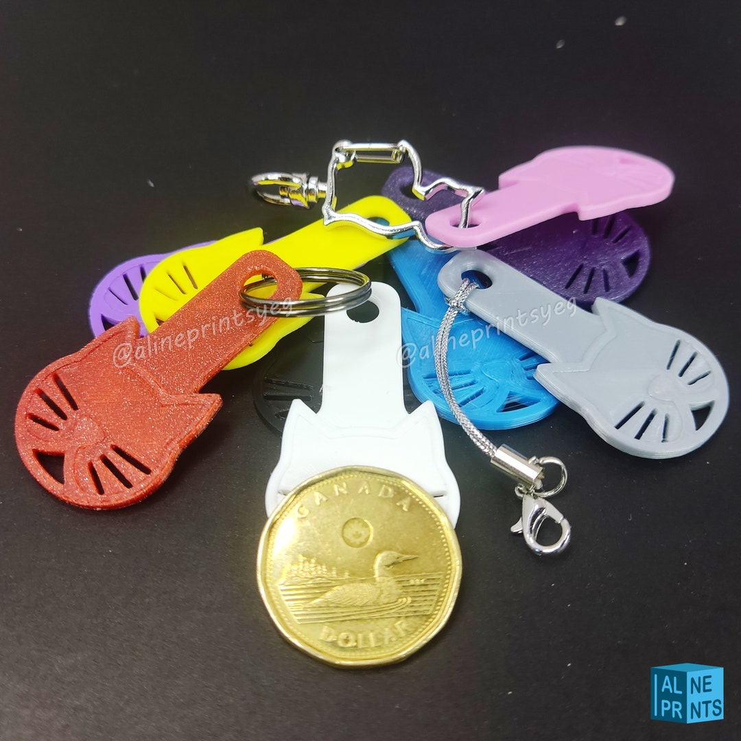 3 Pack Cute Cat Shaped Dollar/loonie Shopping Cart Key, Coin ...
