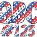 USA Stars Alphabet Letters PNG Bundle, Patriotic American Flag Doodle ...