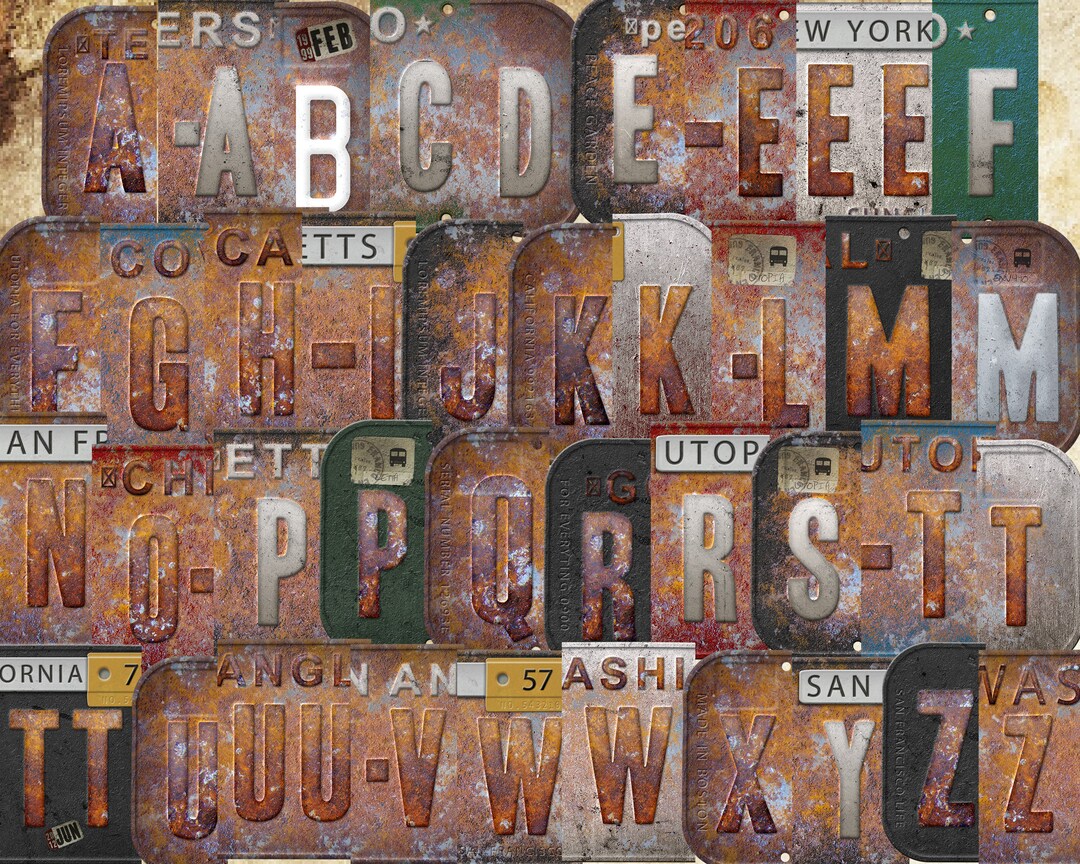 Vintage Digital Download, Vintage License Plate Bundle of PNG Graphic ...