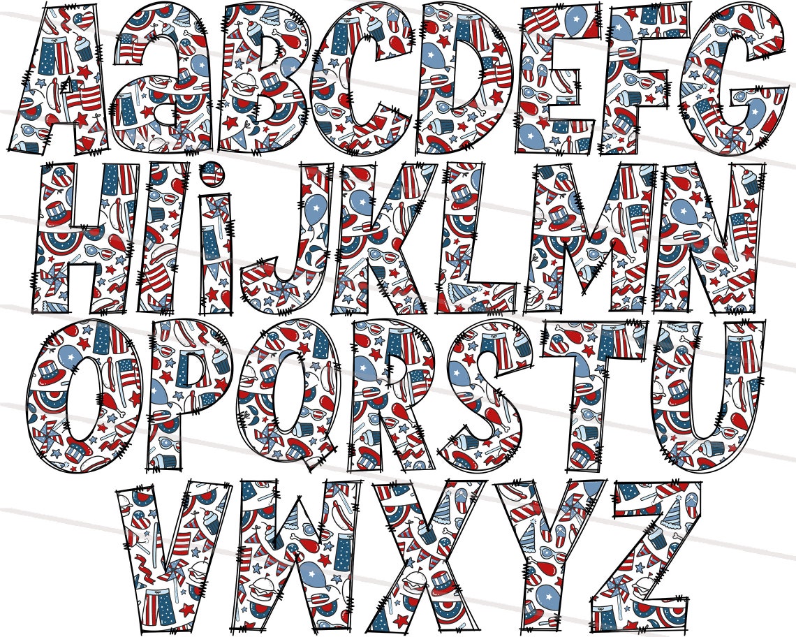 4th of July Alphabet Letters PNG Bundle Patriotic American - Etsy