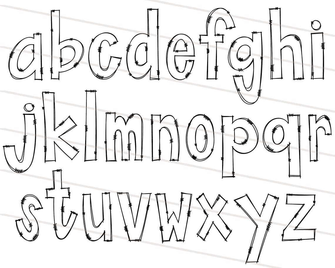 Lowercase Doodle Font With Transparent Inside Bundle PNG OTF - Etsy
