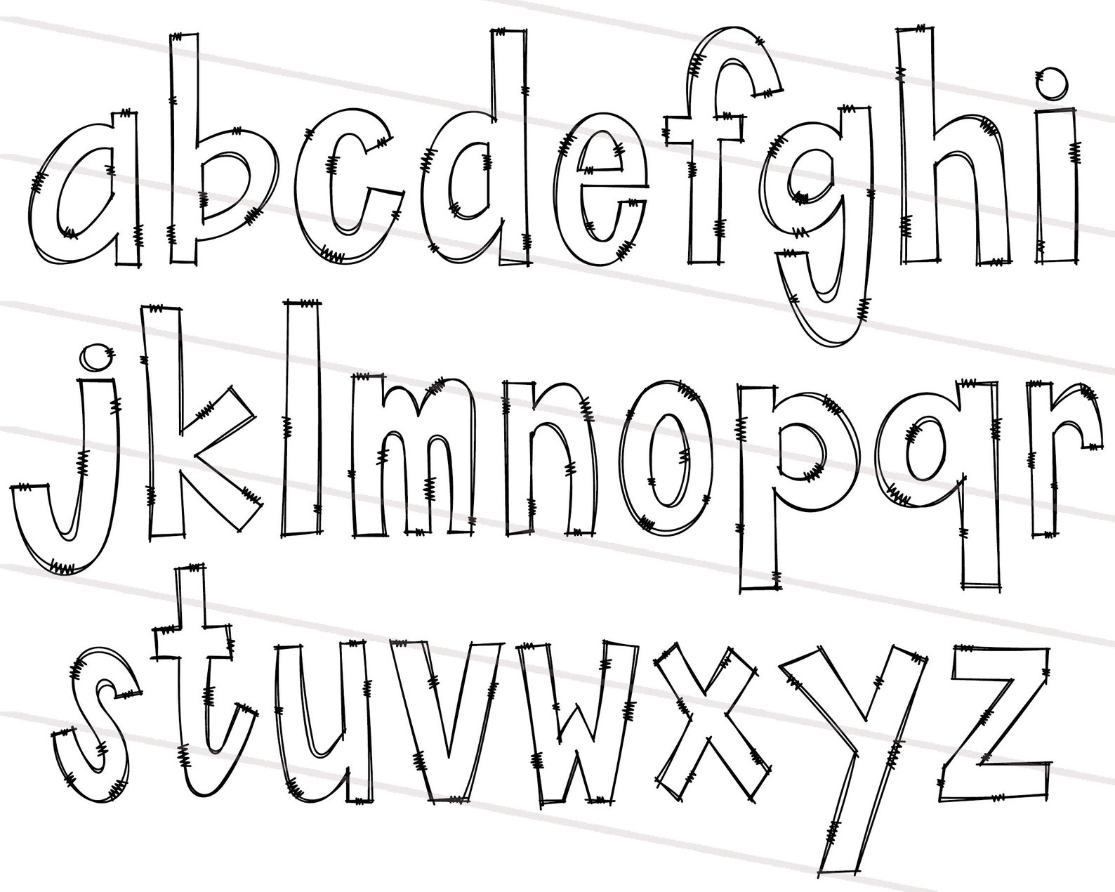 Lowercase Doodle Font With Transparent Inside Bundle PNG, OTF, Hand ...