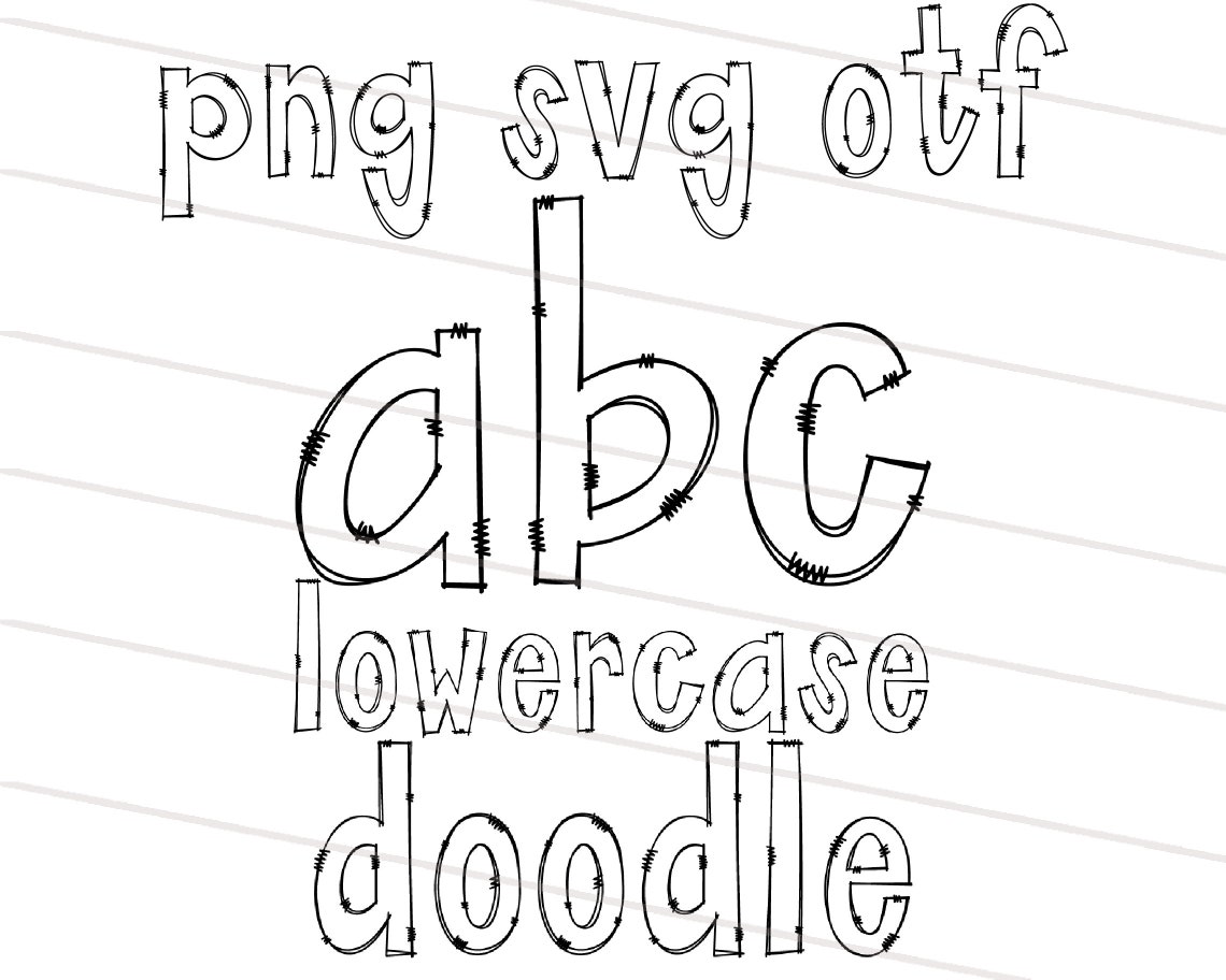 Lowercase Doodle Font With Transparent Inside Bundle PNG, OTF, Hand ...