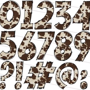 Western Doodle Font Bundle PNG, Hand Drawn Cow Pattern Letter Alphabet ...