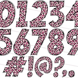 Hot Pink Leopard Doodle Font Bundle PNG, Hand Drawn Cheetah Letter ...