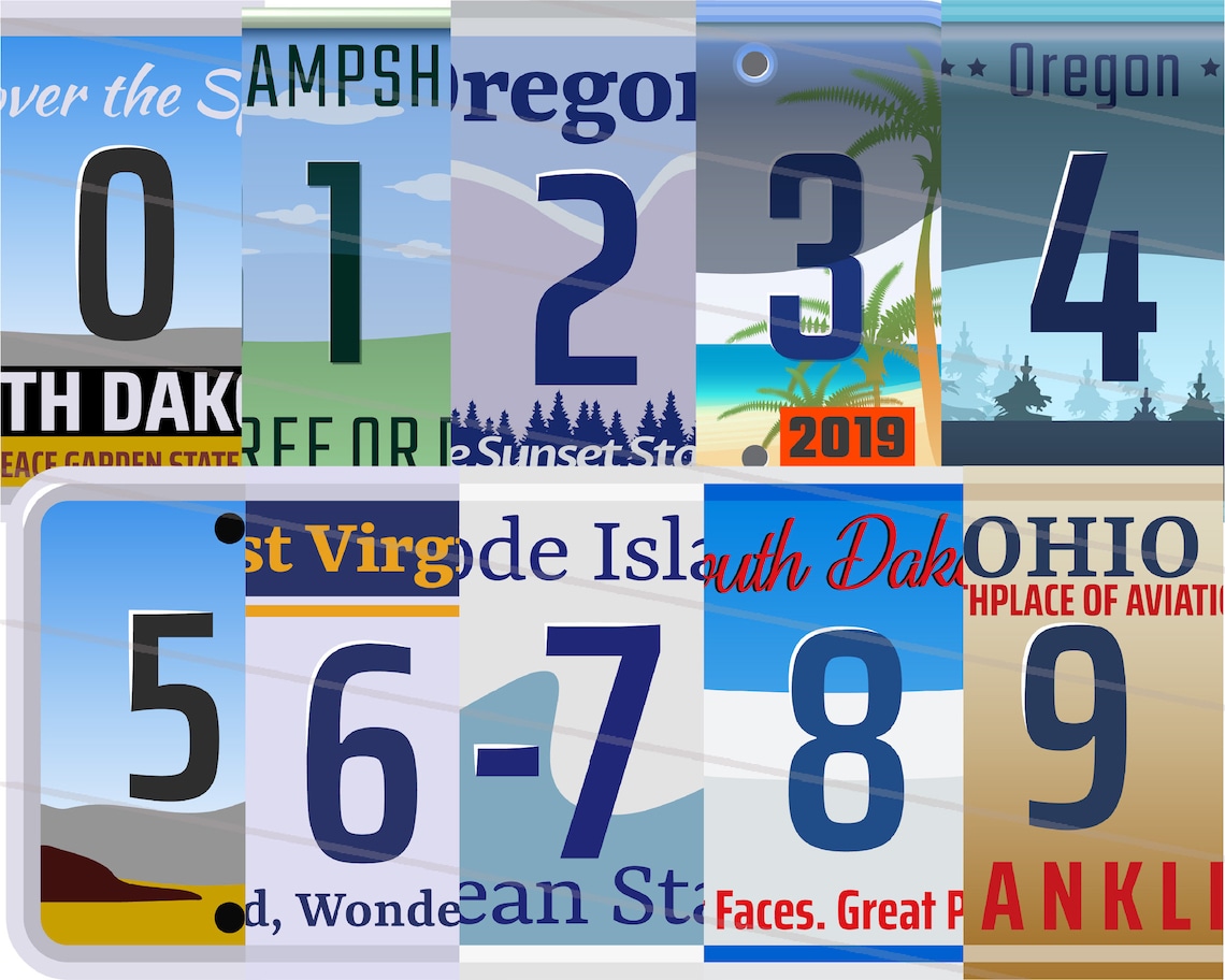 License Plate Letters and Numbers PNG Set Alphabet Digital | Etsy