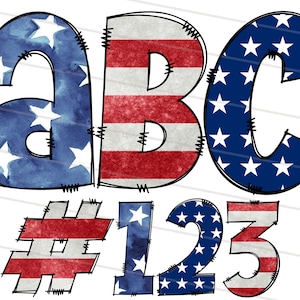 Stars and Stripes USA Alphabet Letters PNG Bundle, Patriotic American ...
