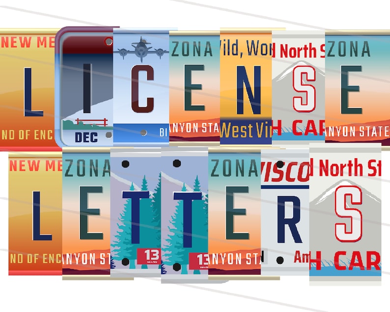 License Plate Letters and Numbers PNG Set Alphabet Digital | Etsy