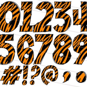 TIGER Doodle Font Bundle PNG, Hand Drawn Animal Tiger Letter Alphabet ...