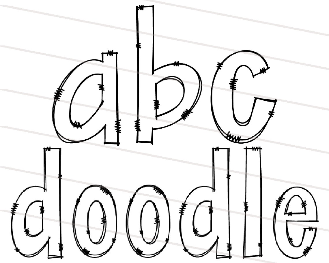 Lowercase Doodle Font With Transparent Inside Bundle PNG OTF - Etsy