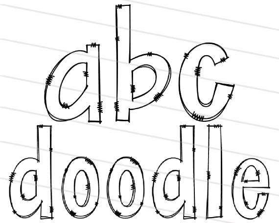 Lowercase Doodle Font With Transparent Inside Bundle PNG OTF - Etsy