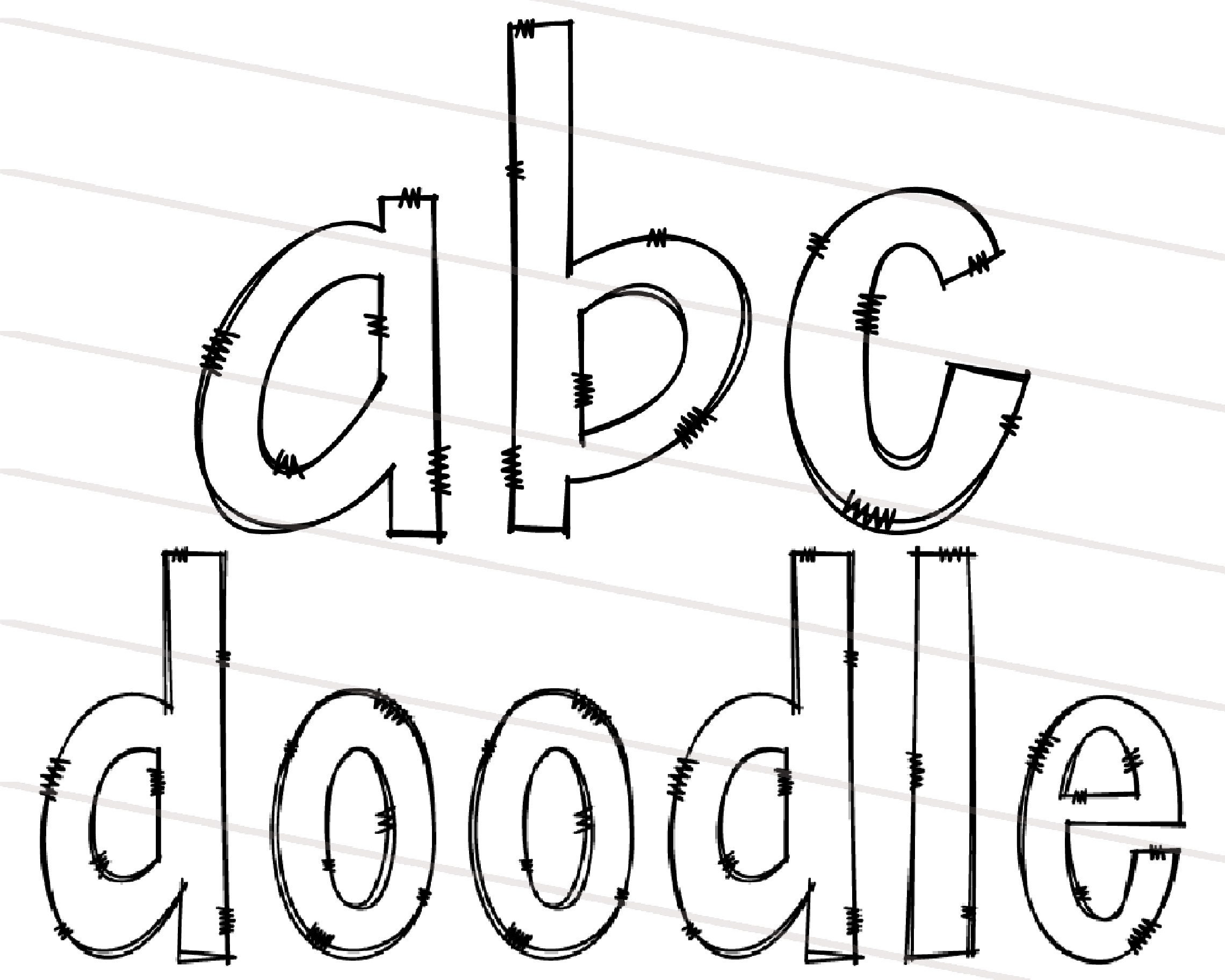 Lowercase Doodle Font With Transparent Inside Bundle PNG, OTF, Hand ...