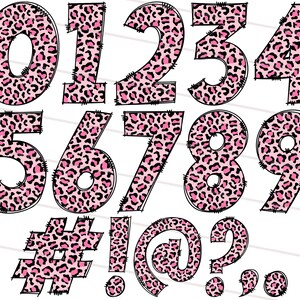 5 Different Leopard Doodle Font Bundle PNG, Hand Drawn Cheetah Letter ...
