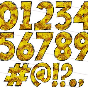 Vintage Softball Doodle Font Bundle PNG, Retro Baseball Stitching ...