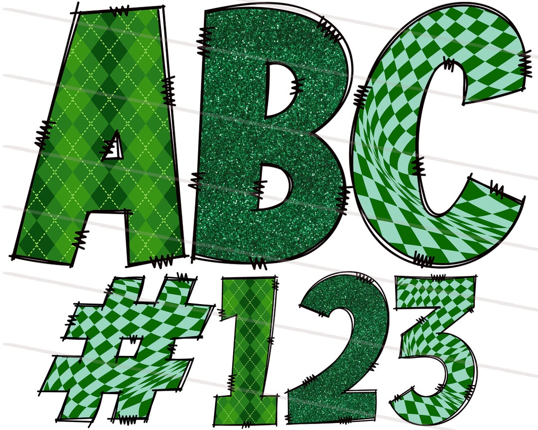 3X St Patrick's Day Alphabet Letters Png Bundle, Saint Patrick Doodle ...