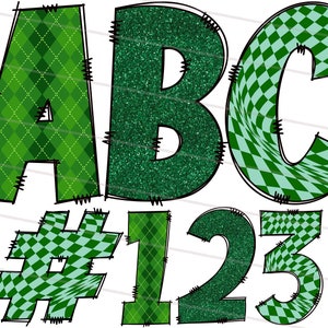3X St Patrick's Day Alphabet Letters Png Bundle, Saint Patrick Doodle ...