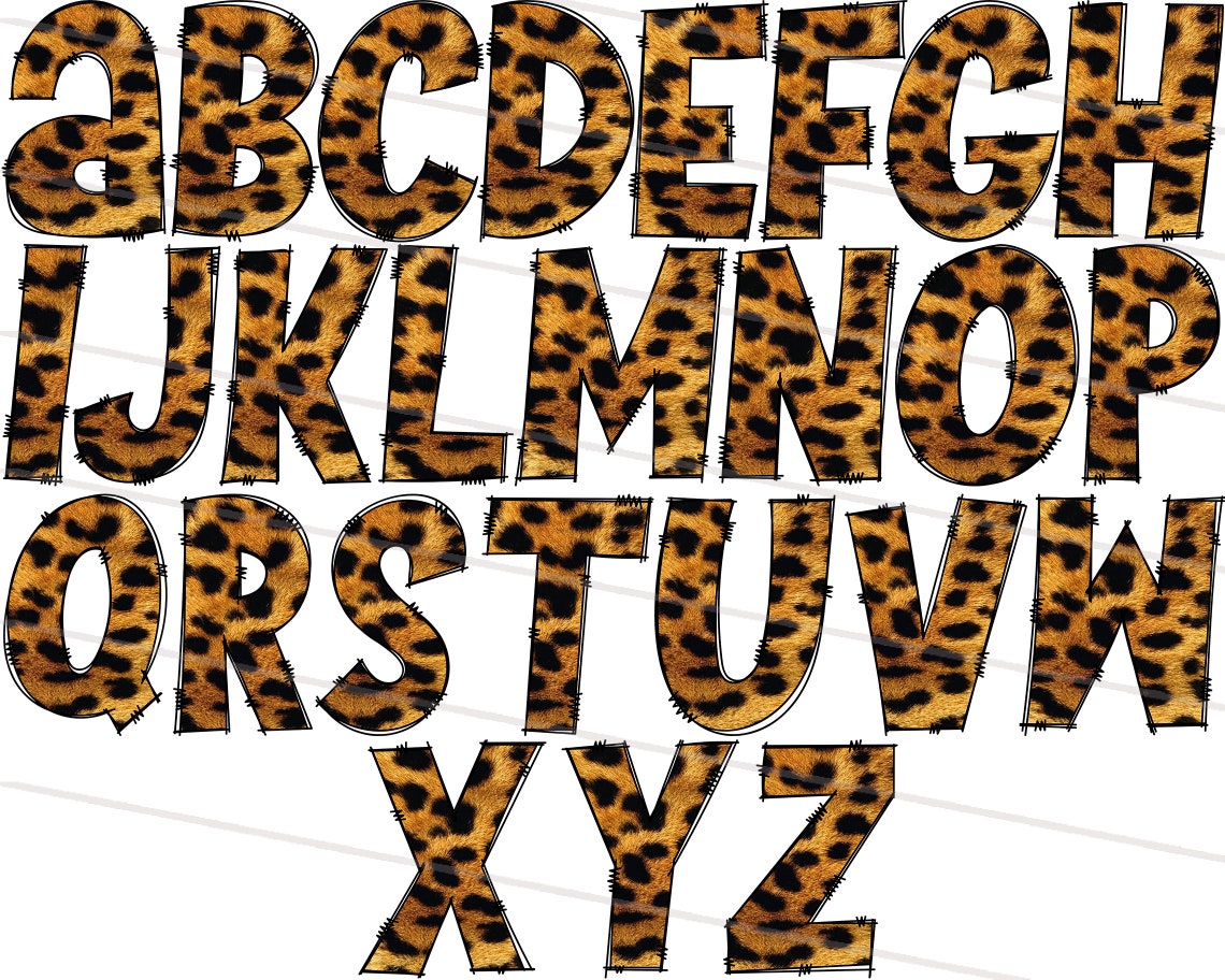 VOL 2 Leopard Doodle Font Bundle PNG Hand Drawn Cheetah | Etsy