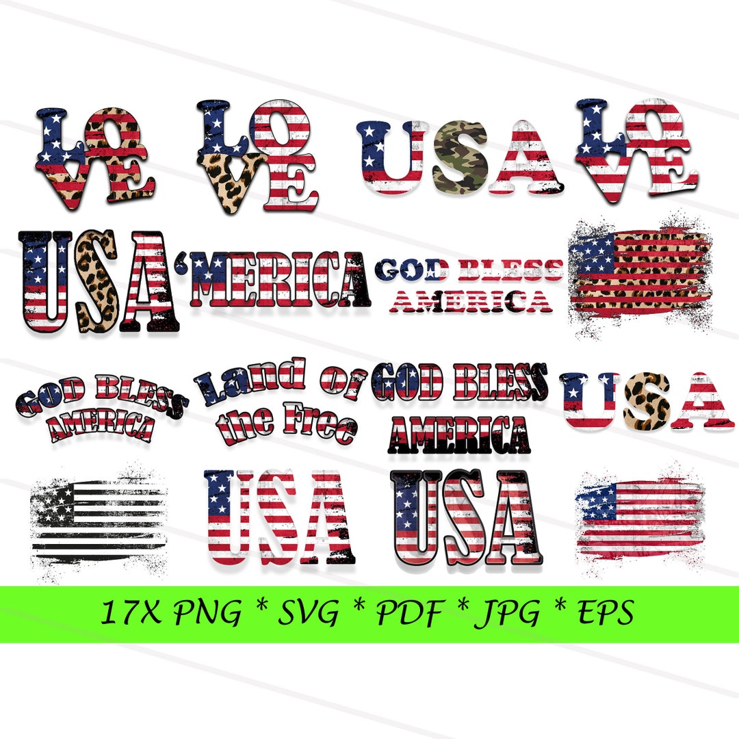 Distressed USA Flag Bundle Png, Color USA Flag Files, Rustic American ...