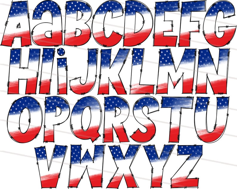 USA Flag Alphabet Letters PNG Bundle Patriotic American Flag | Etsy