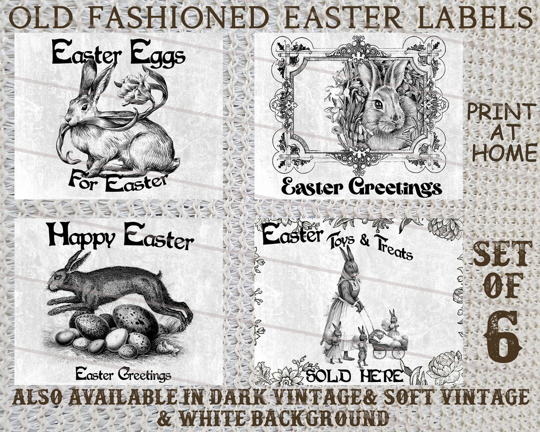 28x Bundle Primitive Easter Labels, Printable Country Easter, Digital ...
