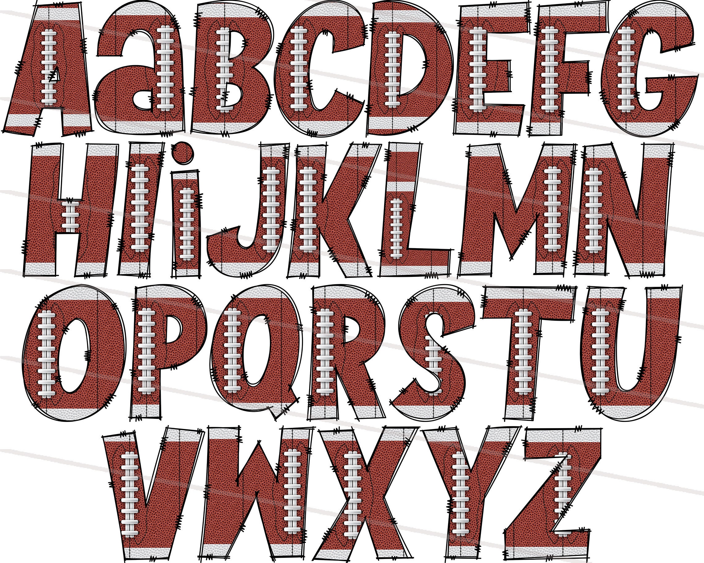 2 Different Football Doodle Font Bundle PNG Leopard Football - Etsy