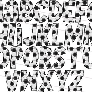 Soccer Doodle Letters PNG, Hand Drawn Soccer Pattern Alphabet Png ...