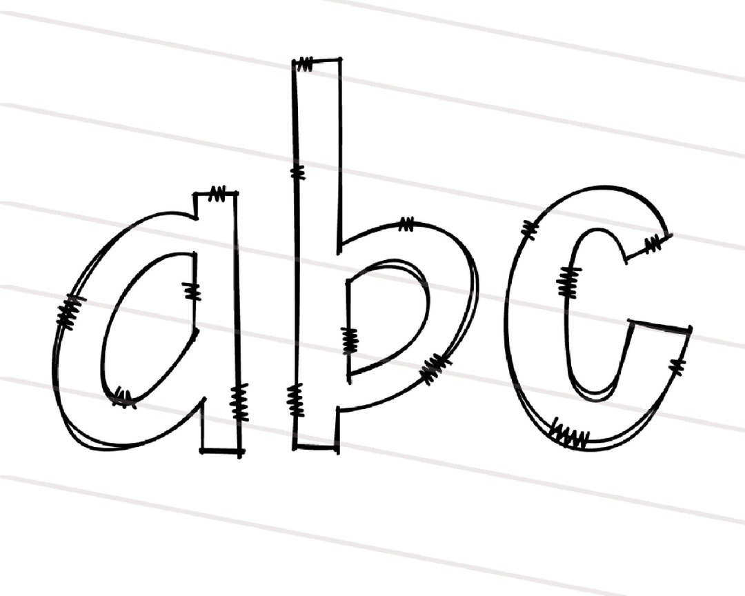 Lowercase Doodle Font With Transparent Inside Bundle PNG, OTF, Hand ...
