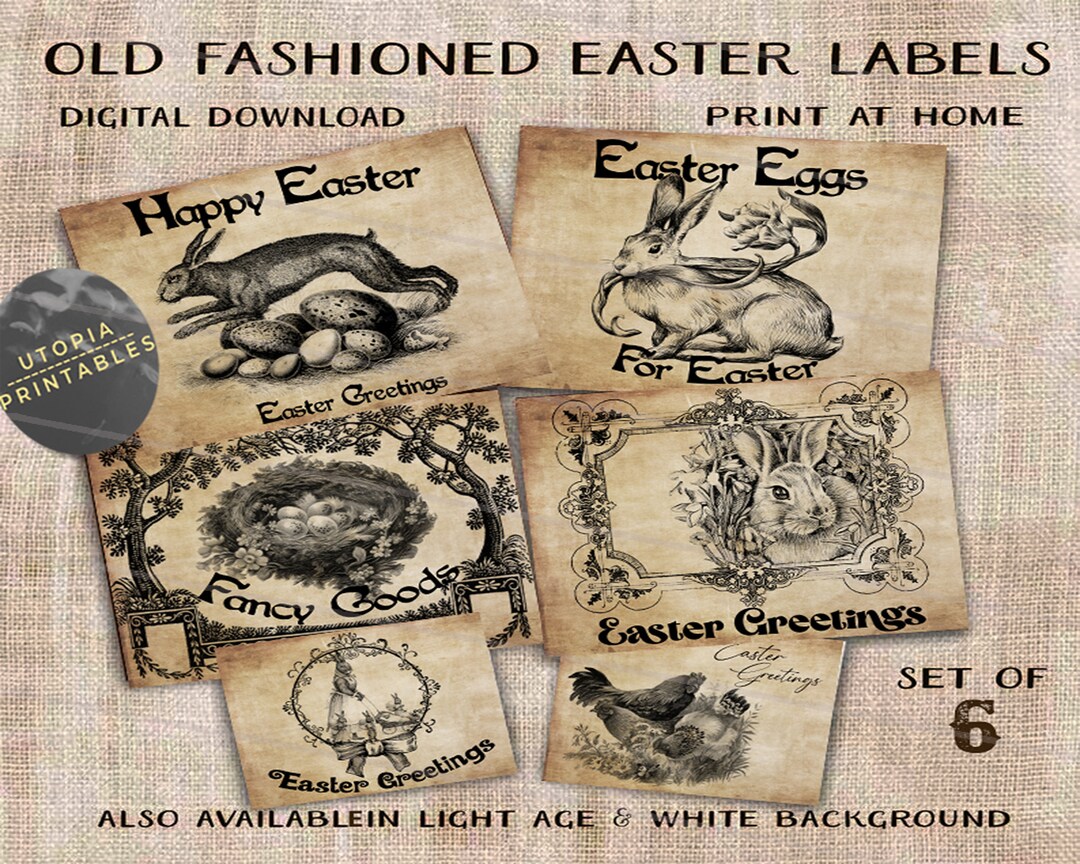 Primitive Easter Labels, Printable Country Store Easter, Digital Easter ...