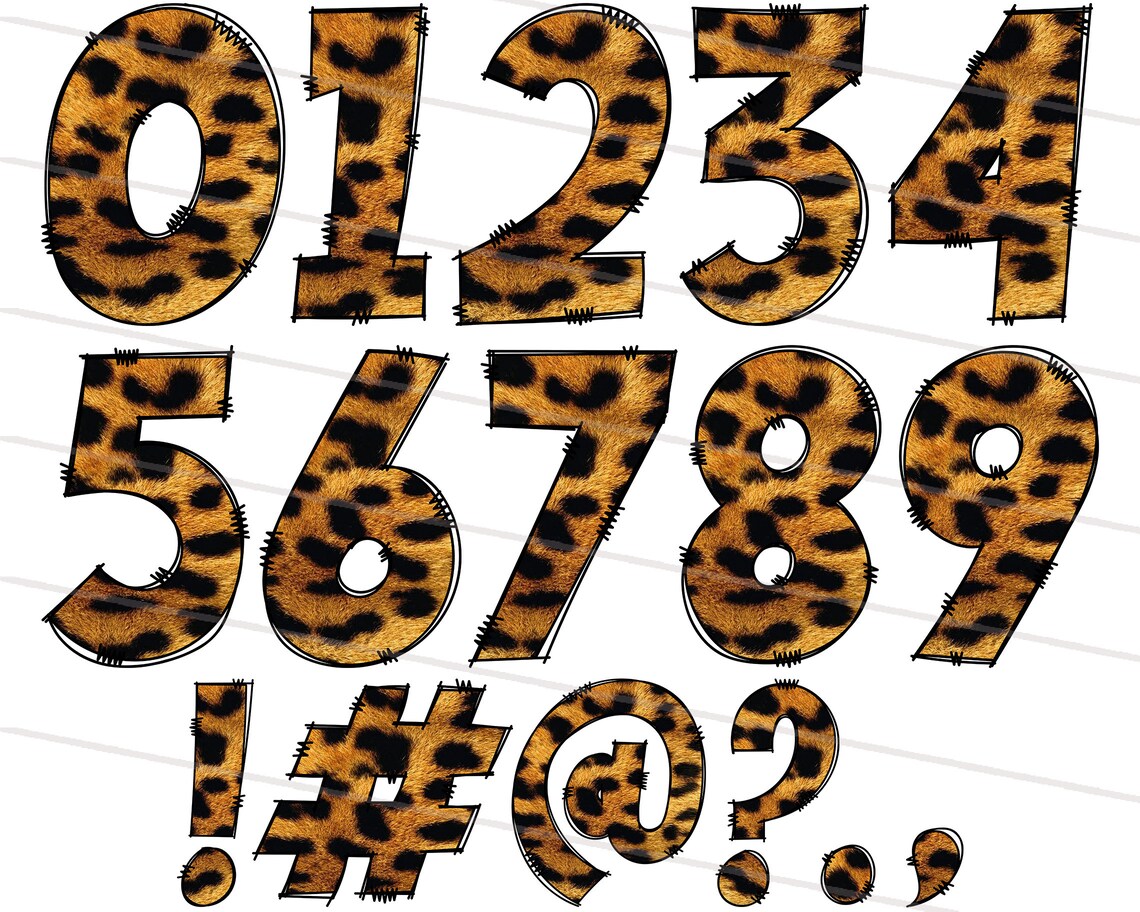 VOL 2- Leopard Doodle Font Bundle PNG, Hand Drawn Cheetah Letter ...