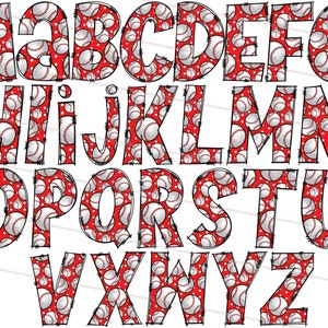 Baseball Doodle Letters PNG, Red Baseball Stitching Pattern Fill ...