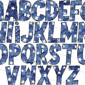 Stars and Stripes USA Flag Alphabet Letters PNG Bundle, Patriotic ...
