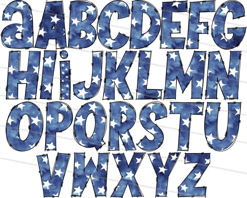 Stars and Stripes USA Flag Alphabet Letters PNG Bundle - Etsy