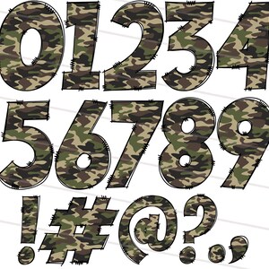 Camo Doodle Font Bundle PNG, Hand Drawn Camouflage Letter Alphabet, Png ...