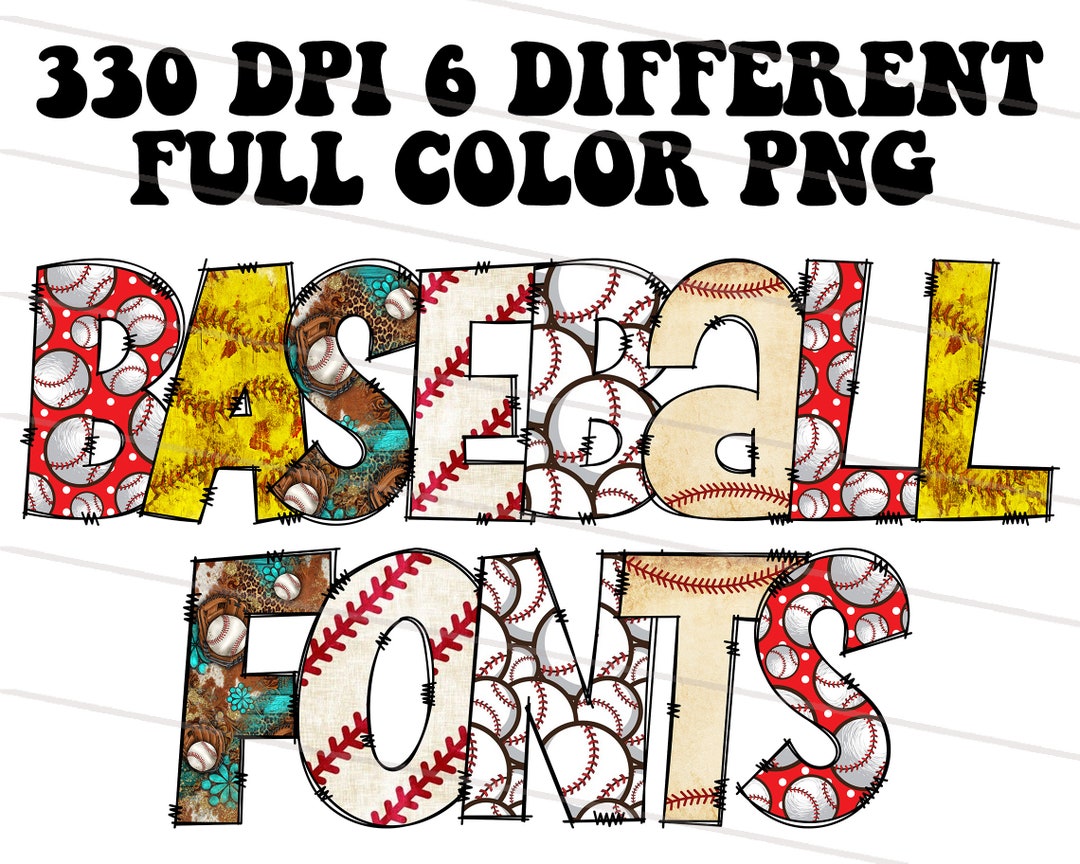 BIG BUNDLE Baseball Doodle Font PNG, Hand Drawn Retro Baseball Pattern ...