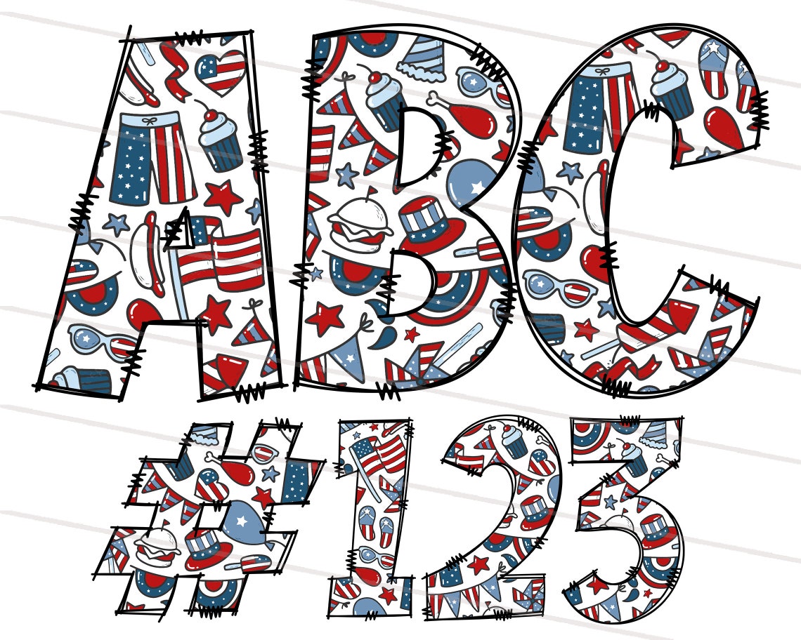 4th of July Alphabet Letters PNG Bundle Patriotic American - Etsy