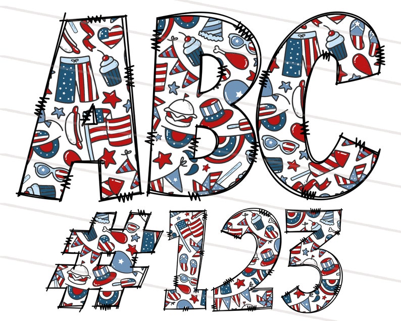 4th of July Alphabet Letters PNG Bundle Patriotic American - Etsy