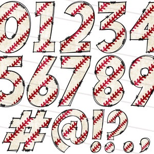 Baseball Doodle Font Bundle PNG, Hand Drawn Retro Baseball Pattern ...