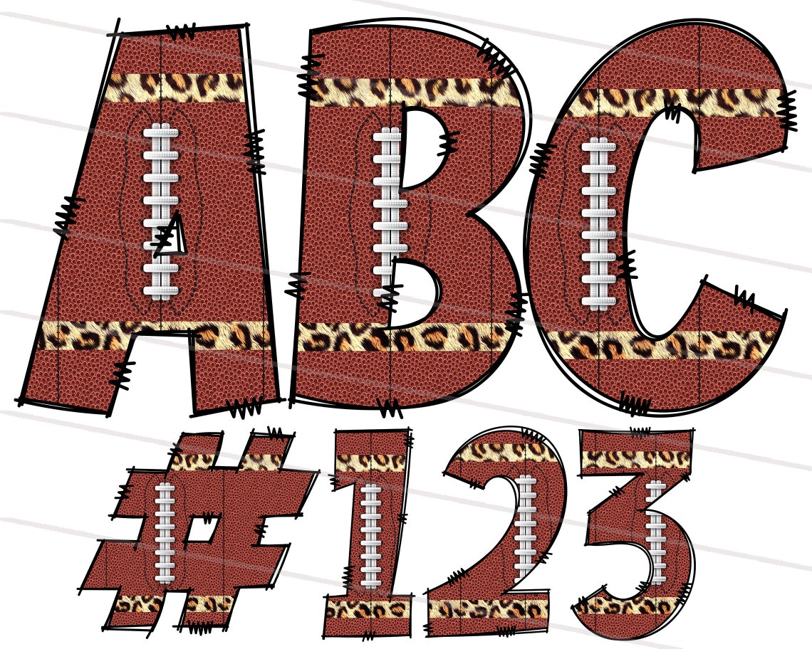 Leopard Football Doodle Font Bundle PNG Cheetah Football - Etsy