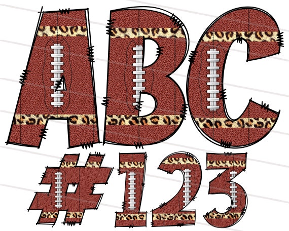 Leopard Football Doodle Font Bundle PNG Cheetah Football - Etsy