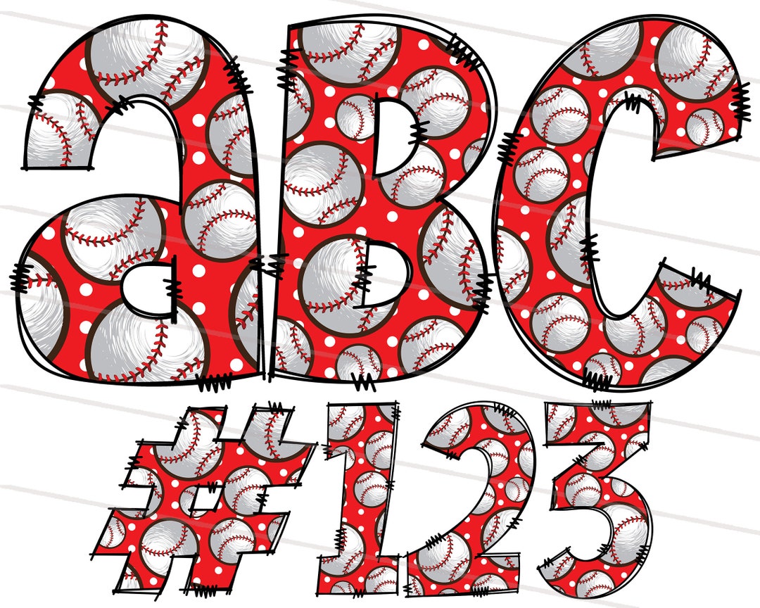 Baseball Doodle Letters PNG, Red Baseball Stitching Pattern Fill ...