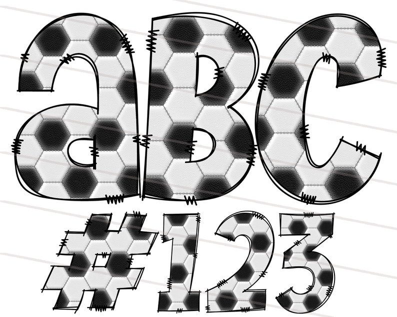 Soccer Doodle Letters PNG Hand Drawn Soccer Pattern Alphabet - Etsy