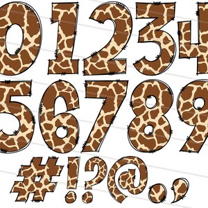 Giraffe Doodle Font Bundle PNG, Hand Drawn Animal Letter Alphabet, Png ...