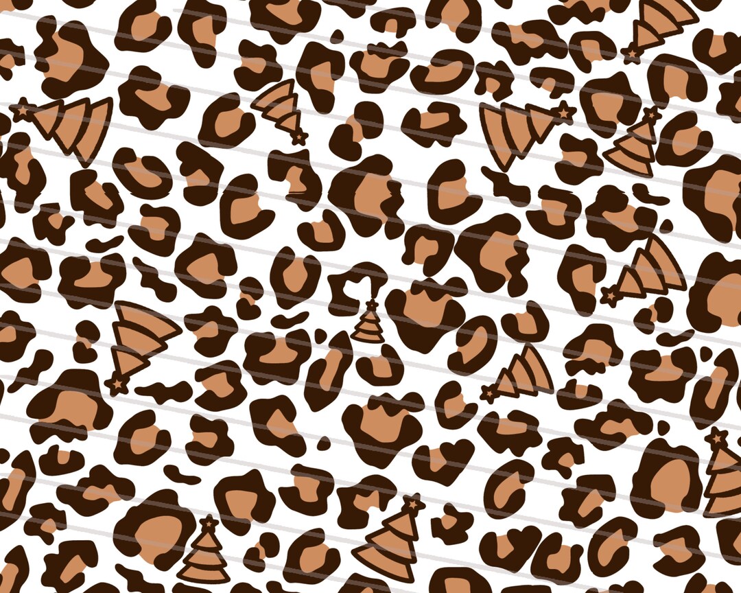 Leopard Print Christmas Tree Png Pattern, Christmas Seamless Pattern ...