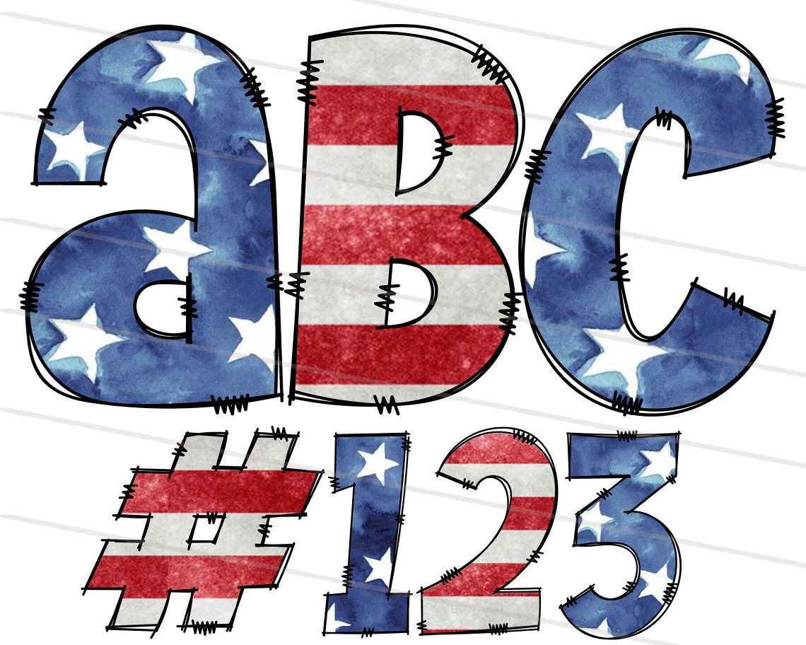 Stars and Stripes USA Flag Alphabet Letters PNG Bundle - Etsy