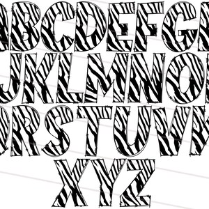 Zebra Doodle Font Bundle PNG, Hand Drawn Animal Letter Alphabet, Png ...