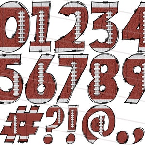Football Doodle Font Bundle PNG, Retro American Football Stitching ...
