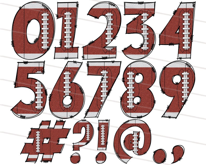 Football Doodle Font Bundle PNG Retro American Football | Etsy
