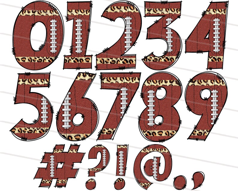 Leopard Football Doodle Font Bundle PNG Cheetah Football - Etsy