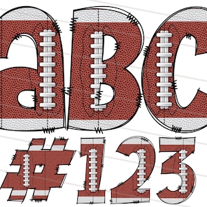 Football Doodle Font Bundle PNG, Retro American Football Stitching ...